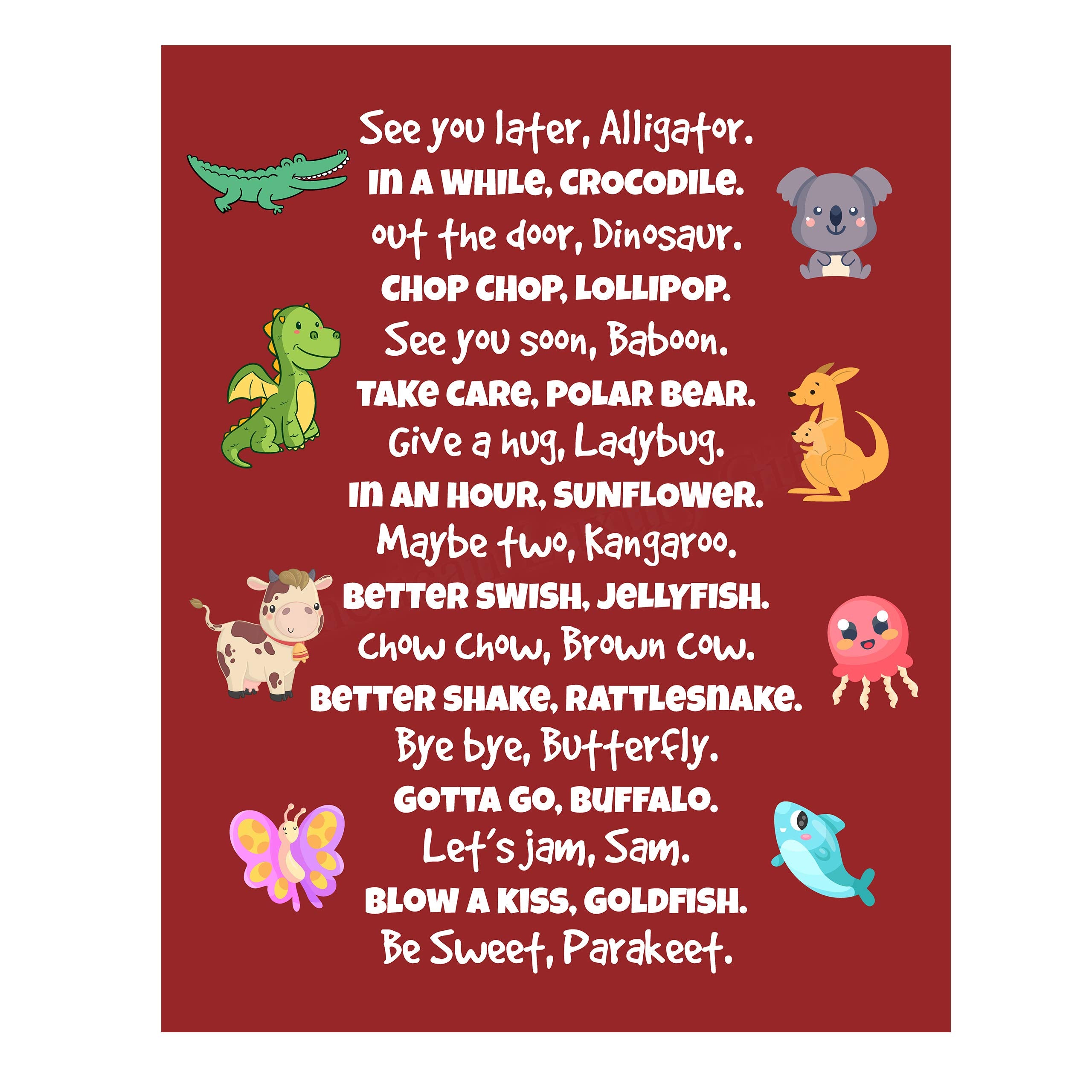 See You Later, Alligator Funny Classic Children's Rhymes -11 x 14 Typo ...