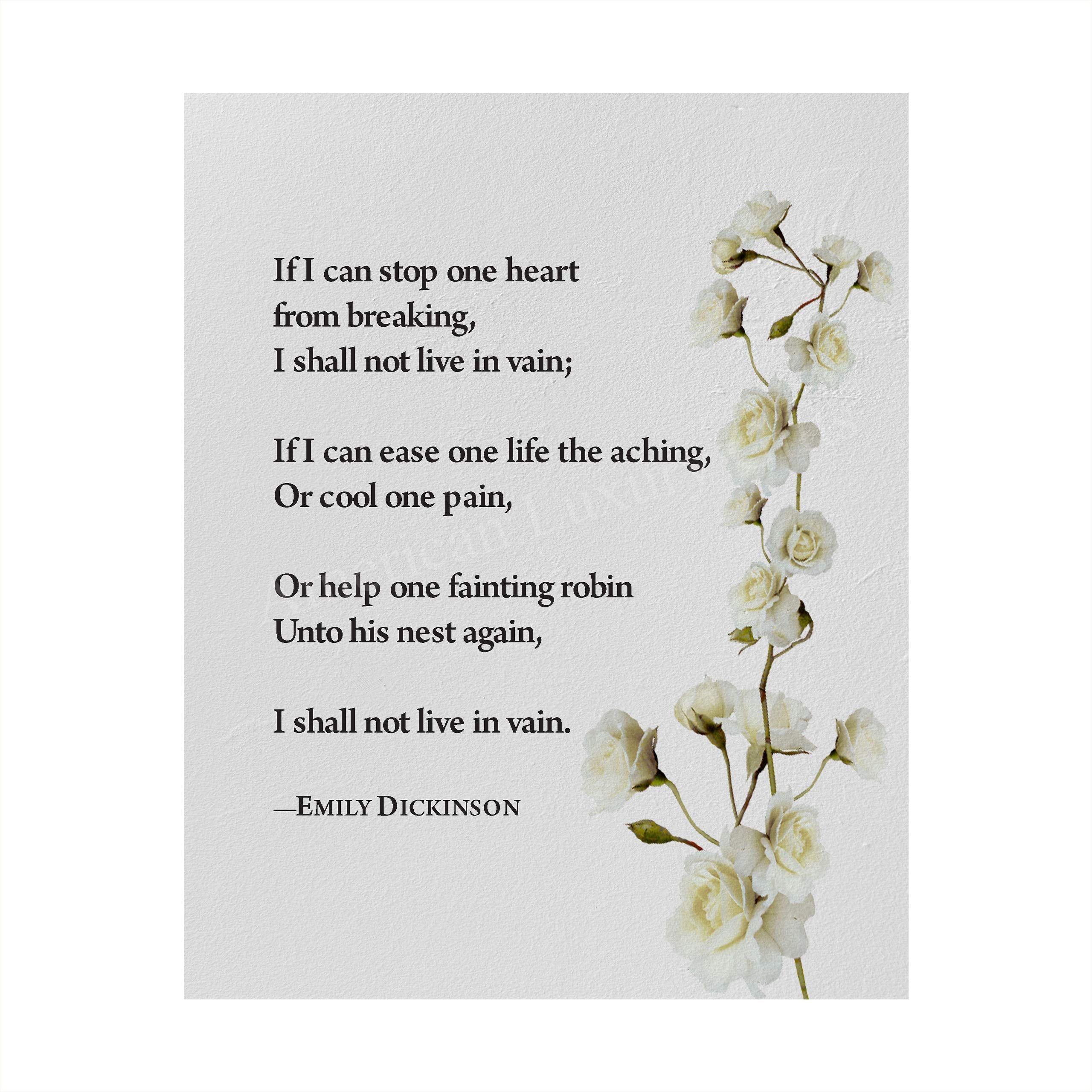 If I Can Stop One Heart From Breaking-Emily Dickinson Poetic Wall Art ...