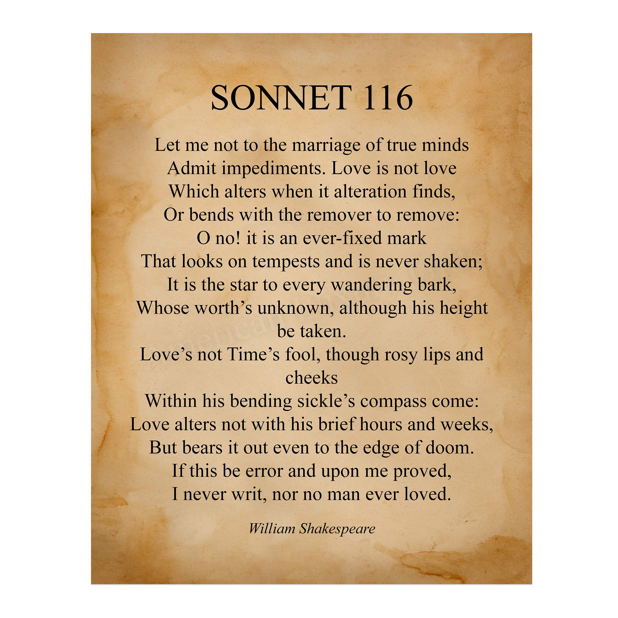 William Shakespeare-"Sonnet 116" Poetic Wall Art Sign -11 x 14" Inspir ...