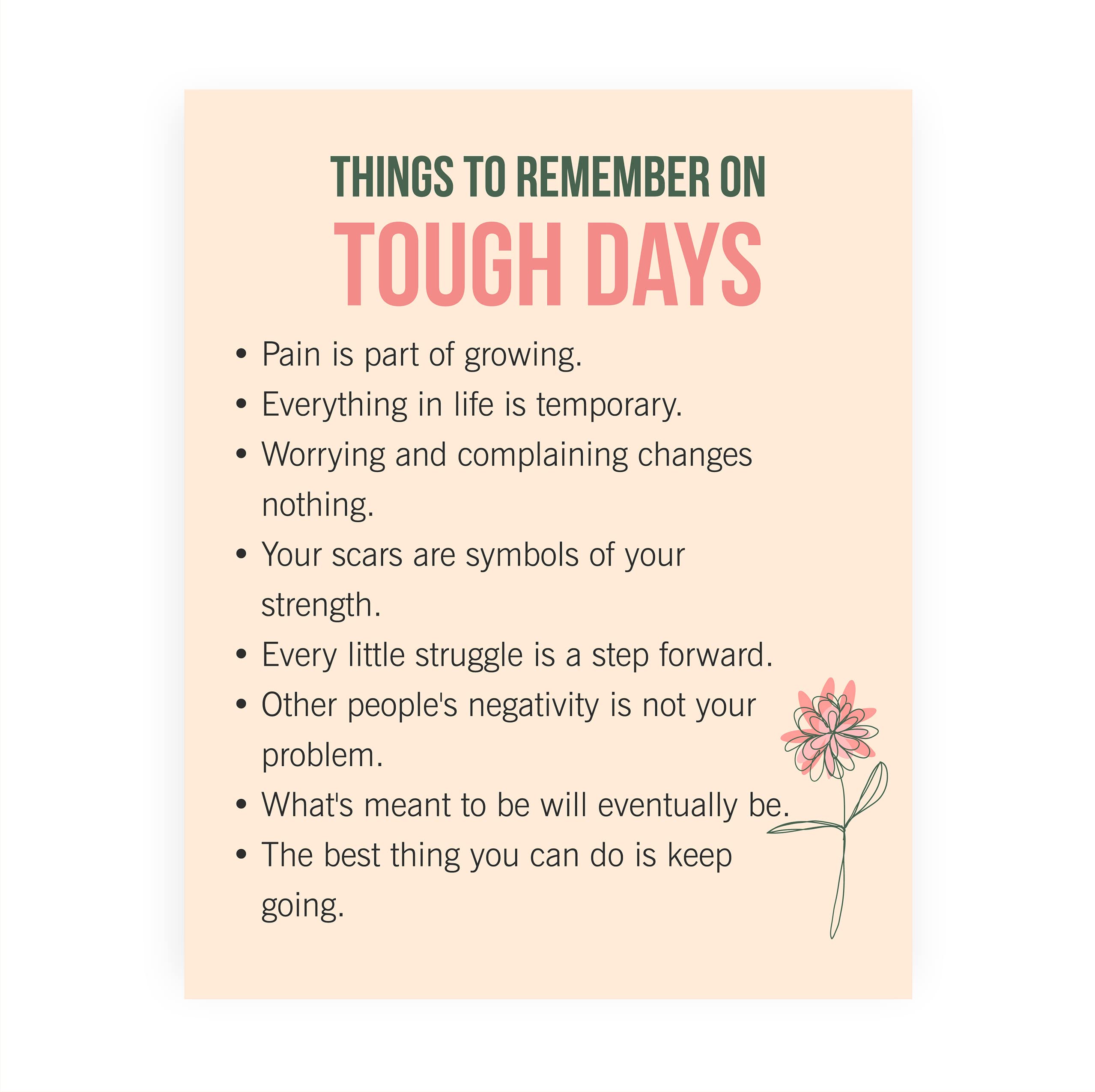 Things to Remember on Tough Days Inspirational Quotes Wall Art Sign -8 ...
