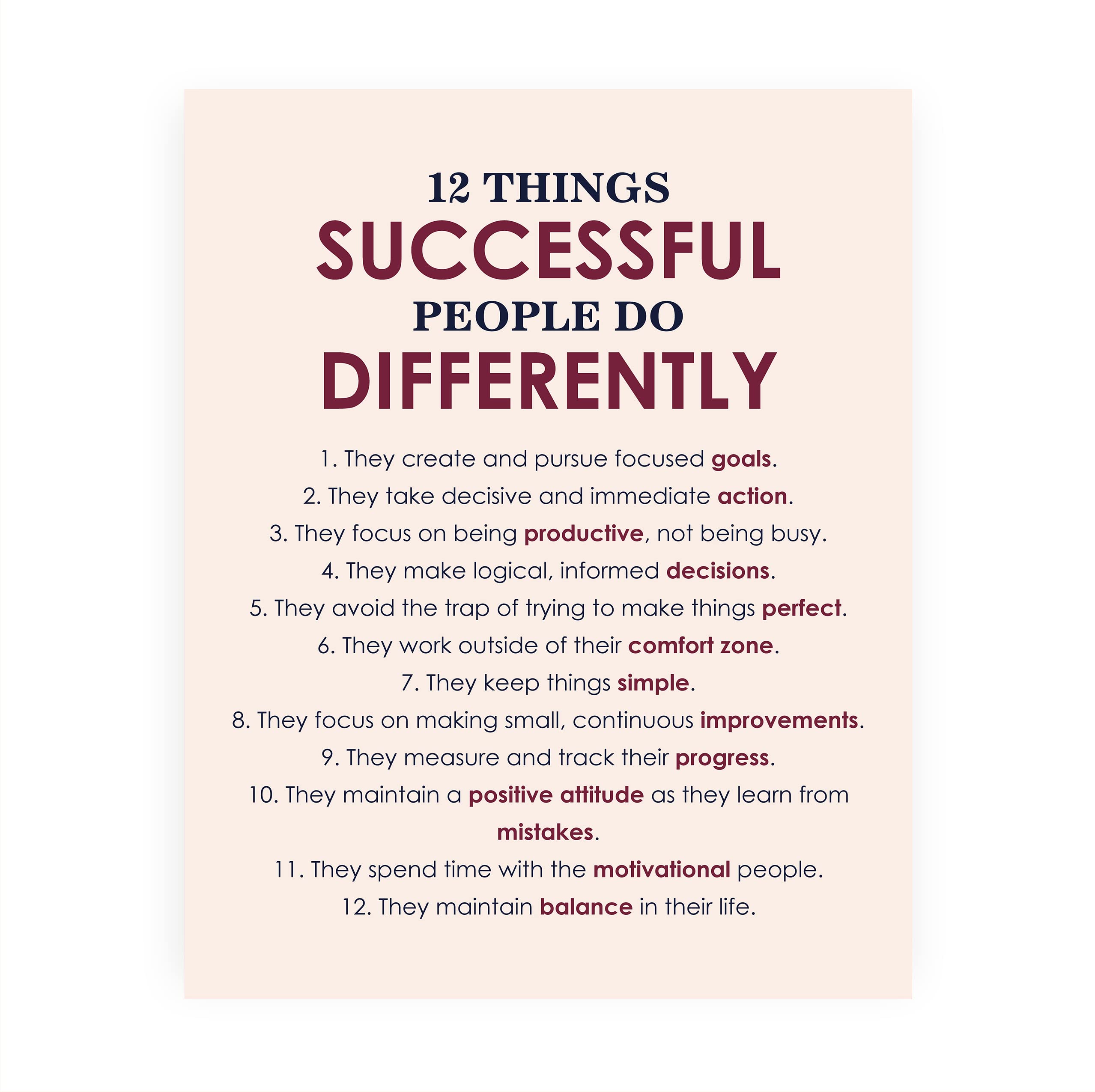 12 Things Successful People Do- Motivational Wall Art Sign -8 x 10 Ins ...