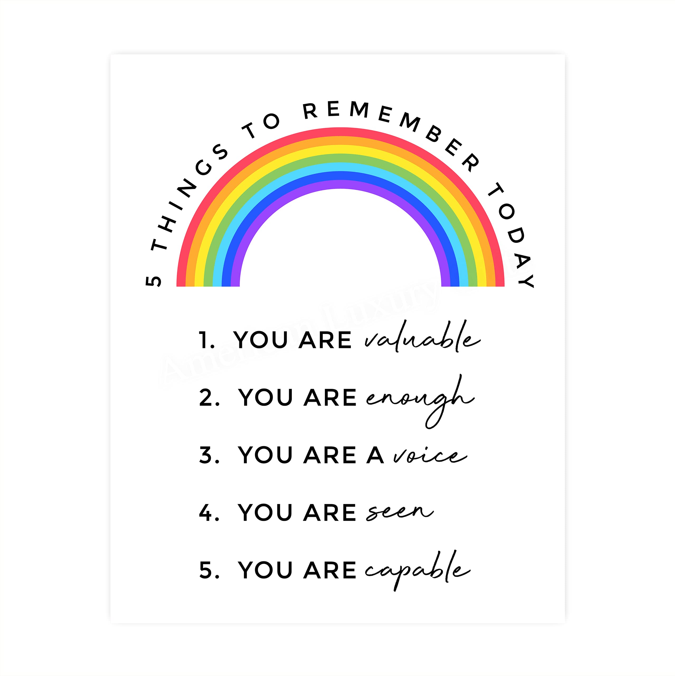 5 Things to Remember Today-Inspirational Wall Art Sign- 8 x 10" Motiva ...