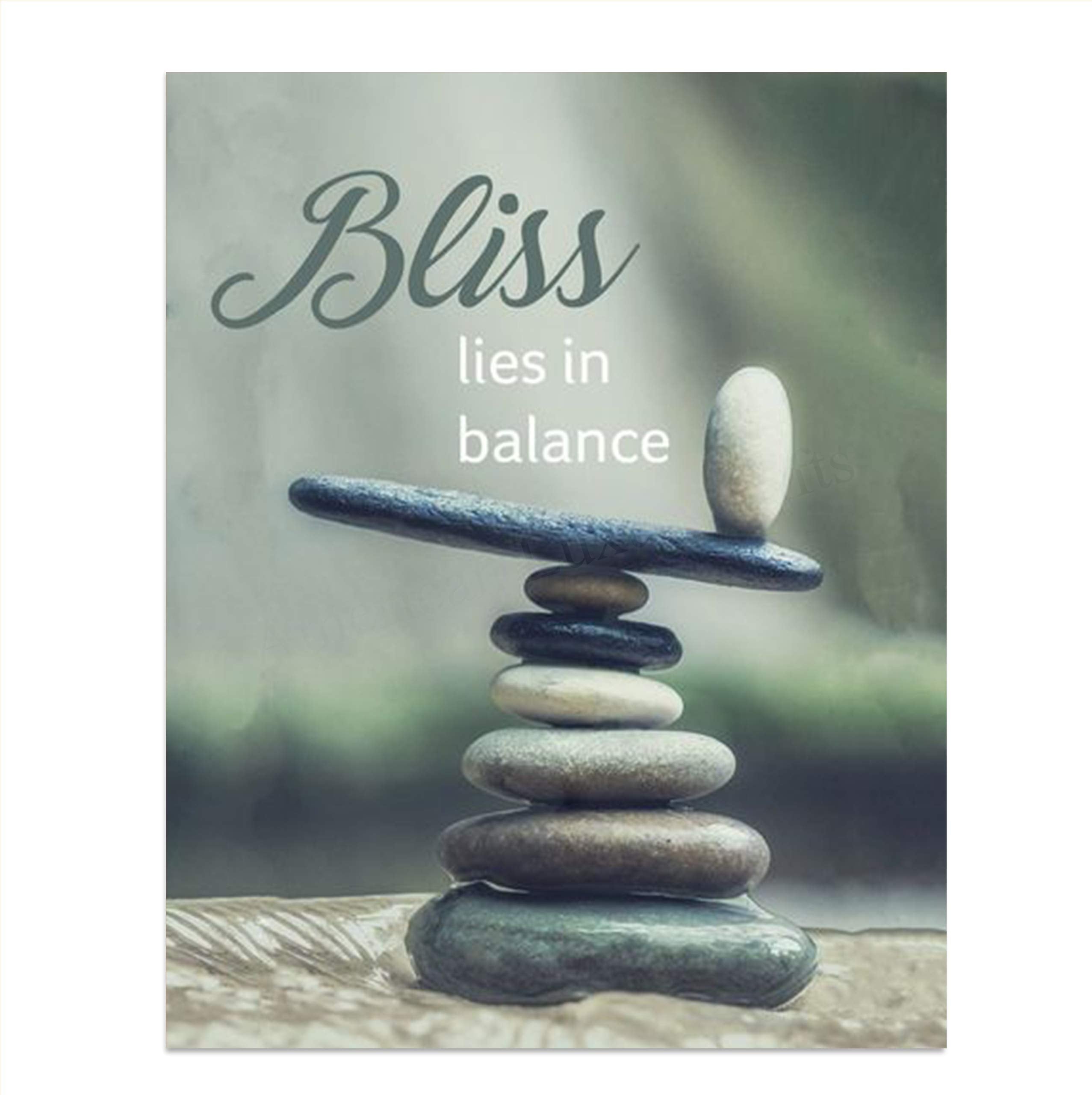 Bliss Lies in Balance- Motivational Wall Art Sign-8 x 10"- Modern Natu ...