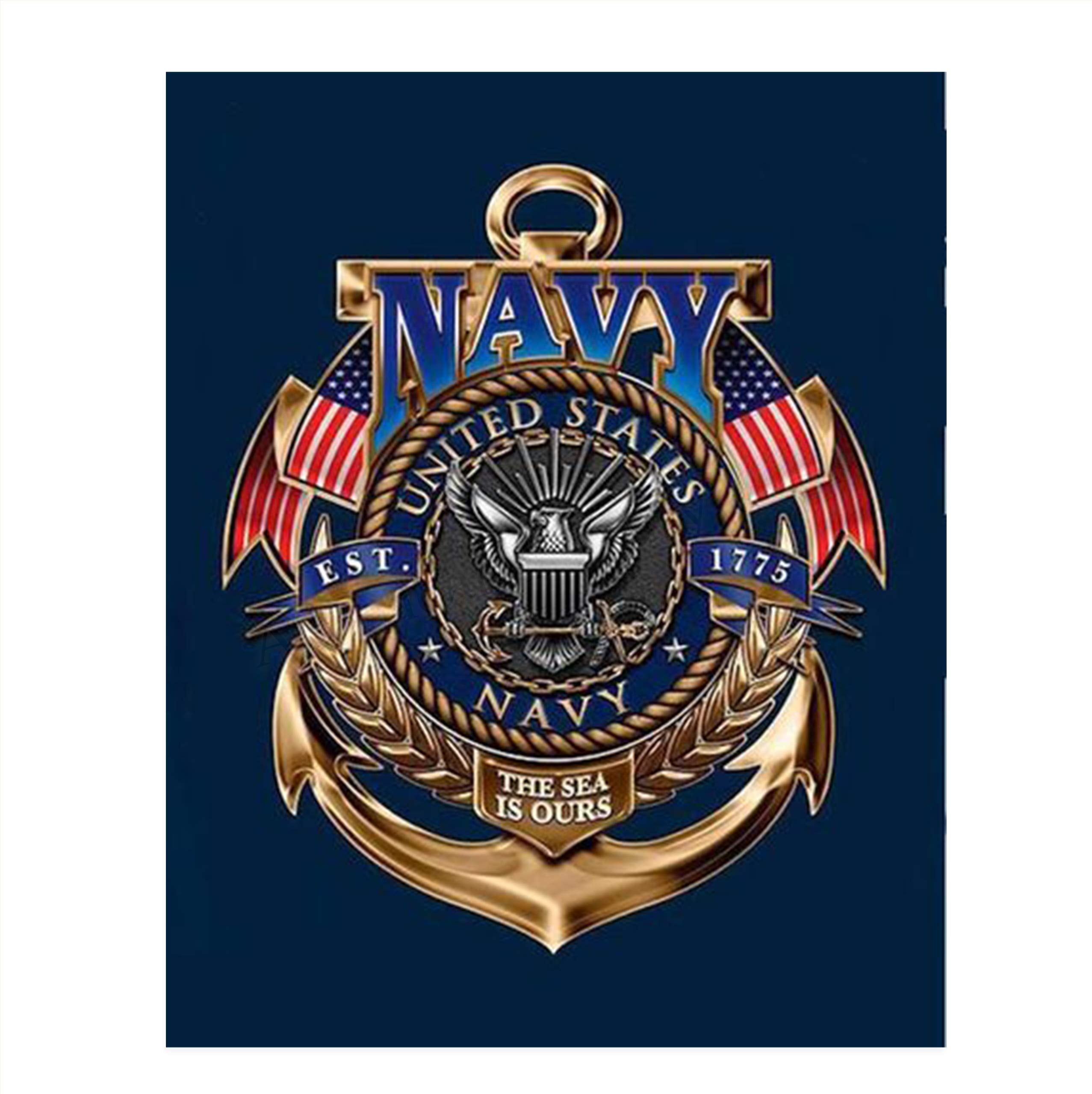 United States Navy-Gold Anchor Crest- 8 x 10"- Naval Wall Art Prints ...