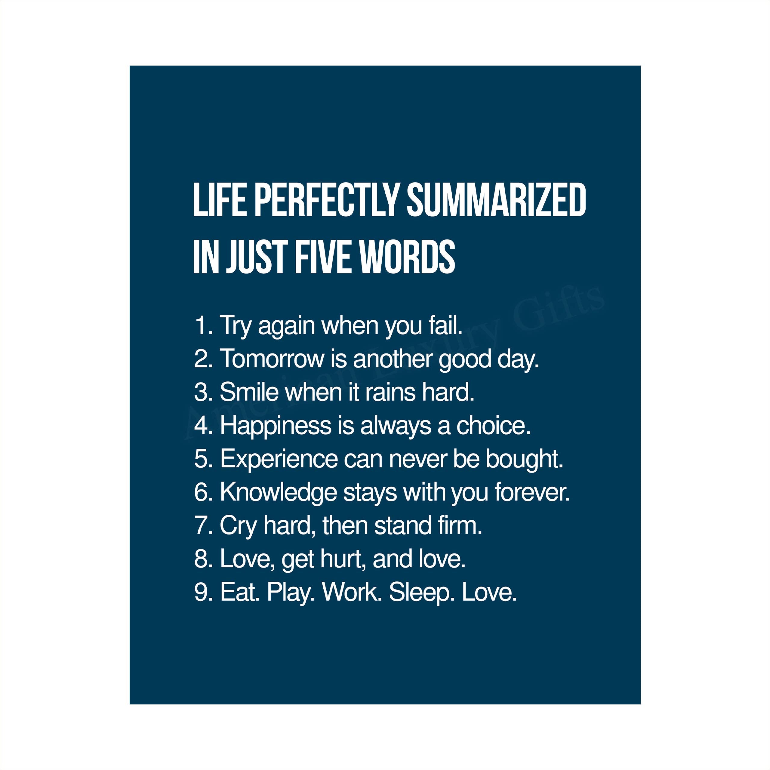 Life Perfectly Summarized In Five Words Inspirational Quotes Wall Sign ...
