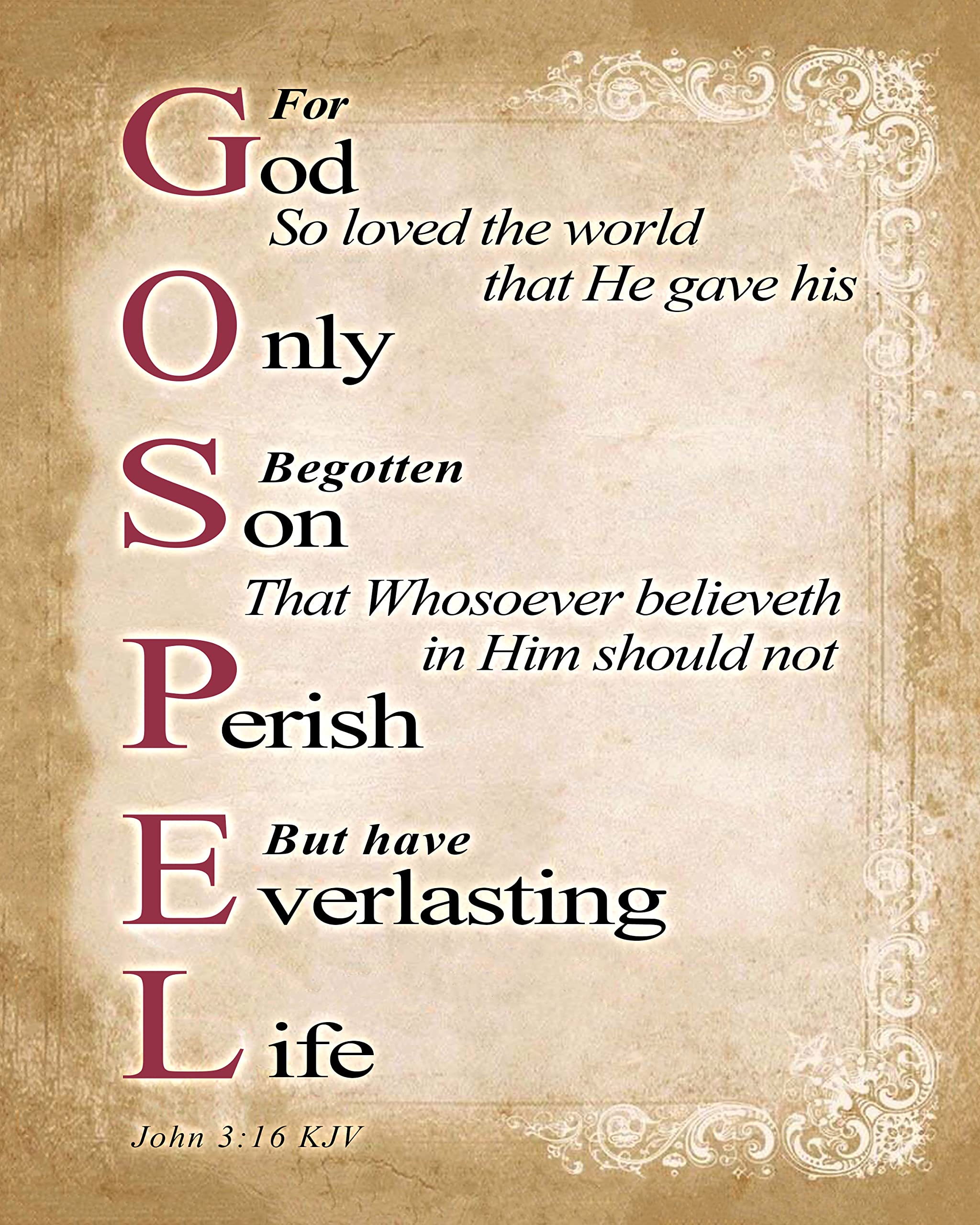 Gospel Sign- For God So Loved the World- John 3:16-Bible Verse Wall Ar ...
