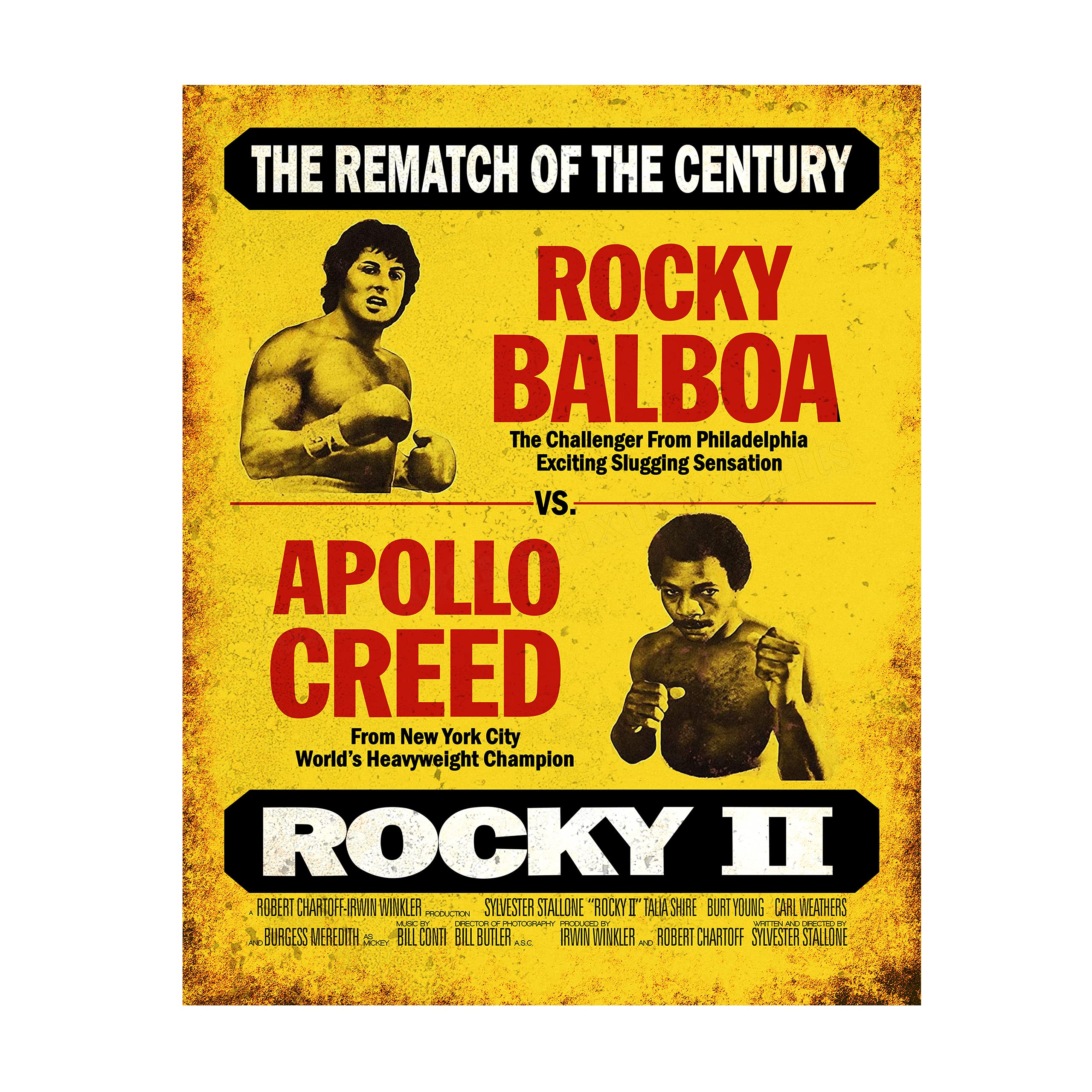 Rocky Balboa vs Apollo Creed-Rematch of the Century-Yellow Vintage Mov ...