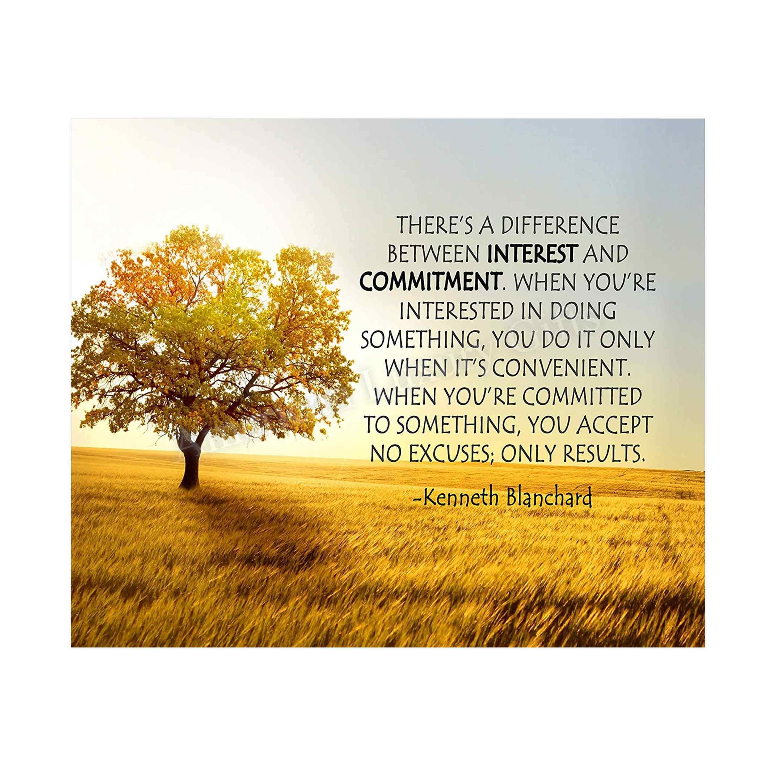 Difference Between Interest and Commitment Motivational Quotes Wall Ar ...
