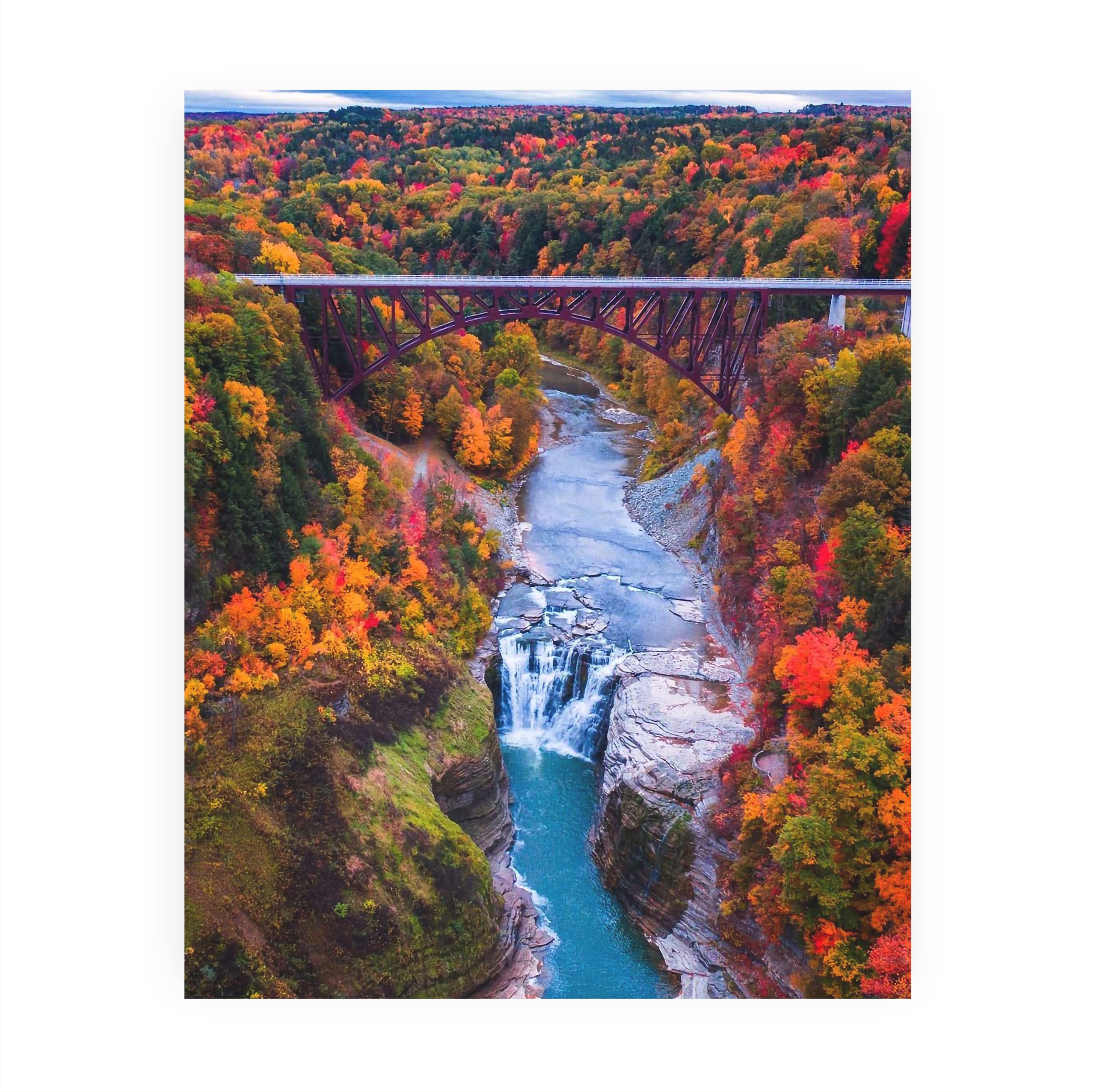 Letchworth State Park Fall Foliage Waterfall Photo Print -8 x 10" Autu ...
